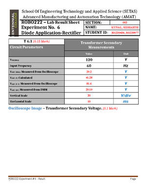 ROBO-222 EXP7 Zener Diode and LED Result Sheet Fillable - School Of ...