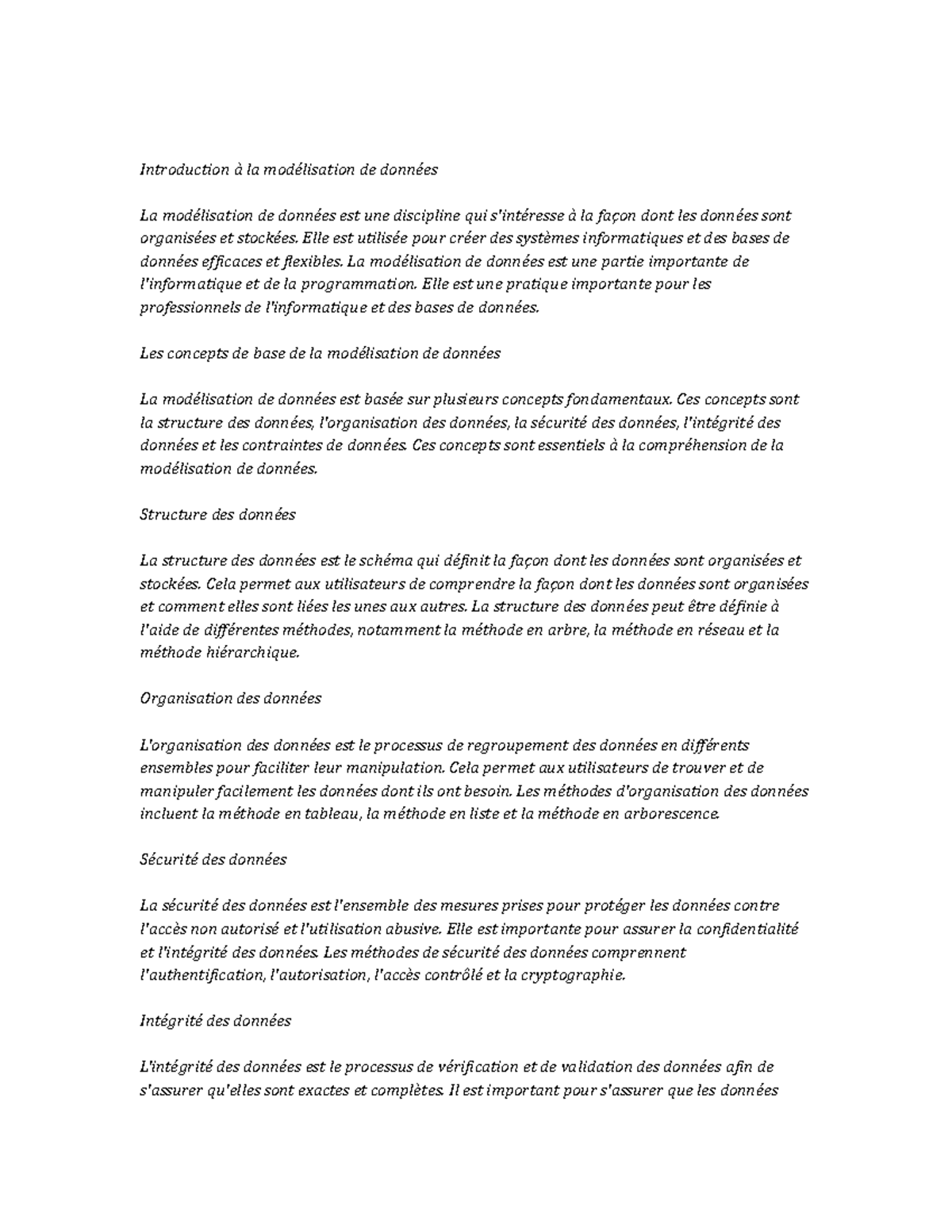Data Modeling note study - Introduction à la modélisation de données La ...