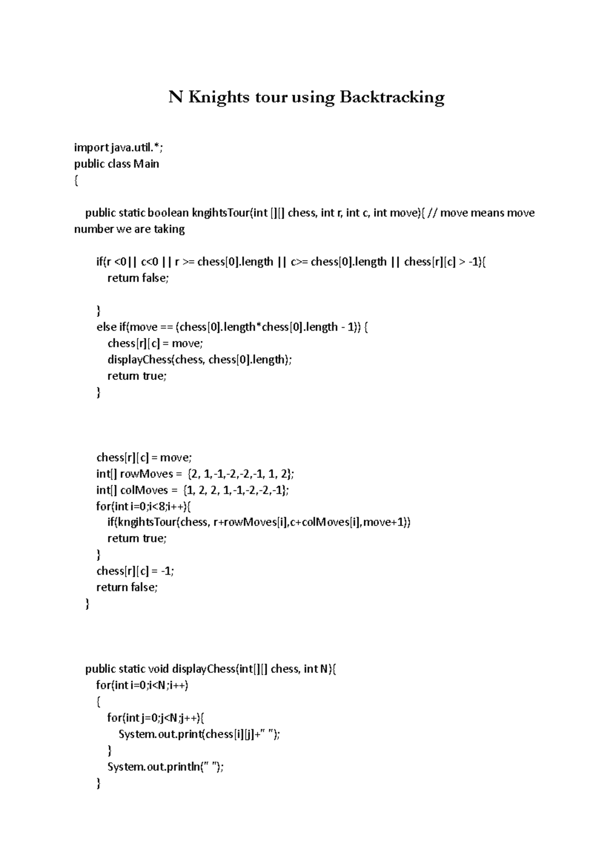 Daa Codes Code Of Design And Analysis Of Algorithm N Knights Tour Using Backtracking Import