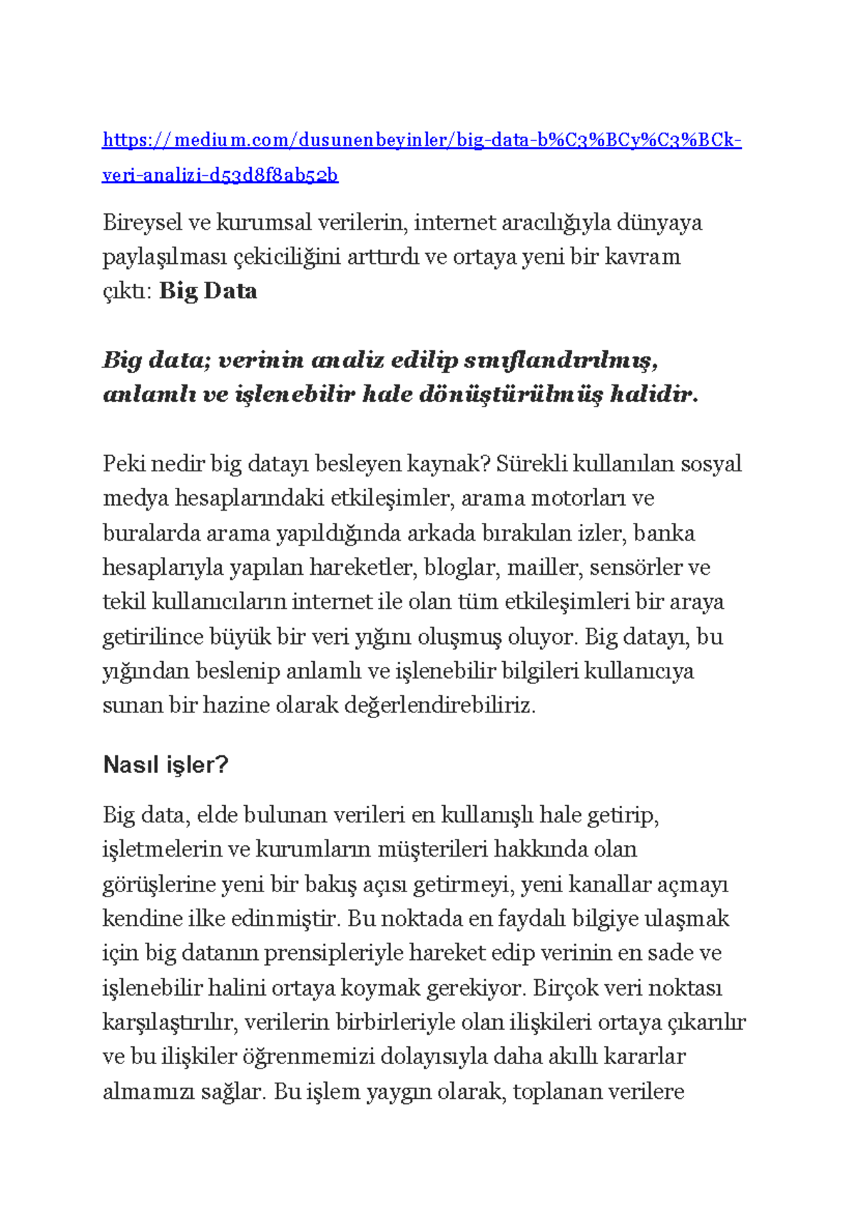 Big Data Nedir - Büyük veri hakkında özet bilgiler - - Studocu