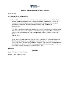 MDR-HUM 102 Module FOUR Project Draft - HUM 102 Module Four 4-2 Project ...