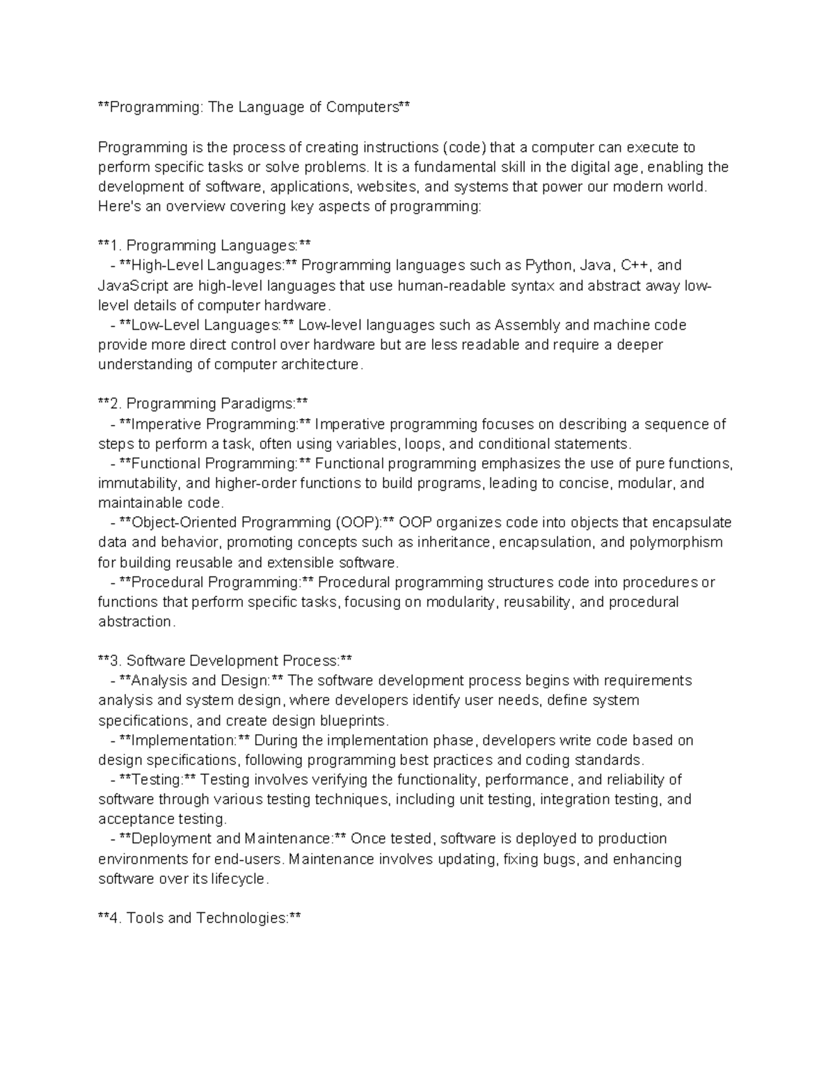 Programming The Language of Computers - Programming: The Language of Computers Programming is ...