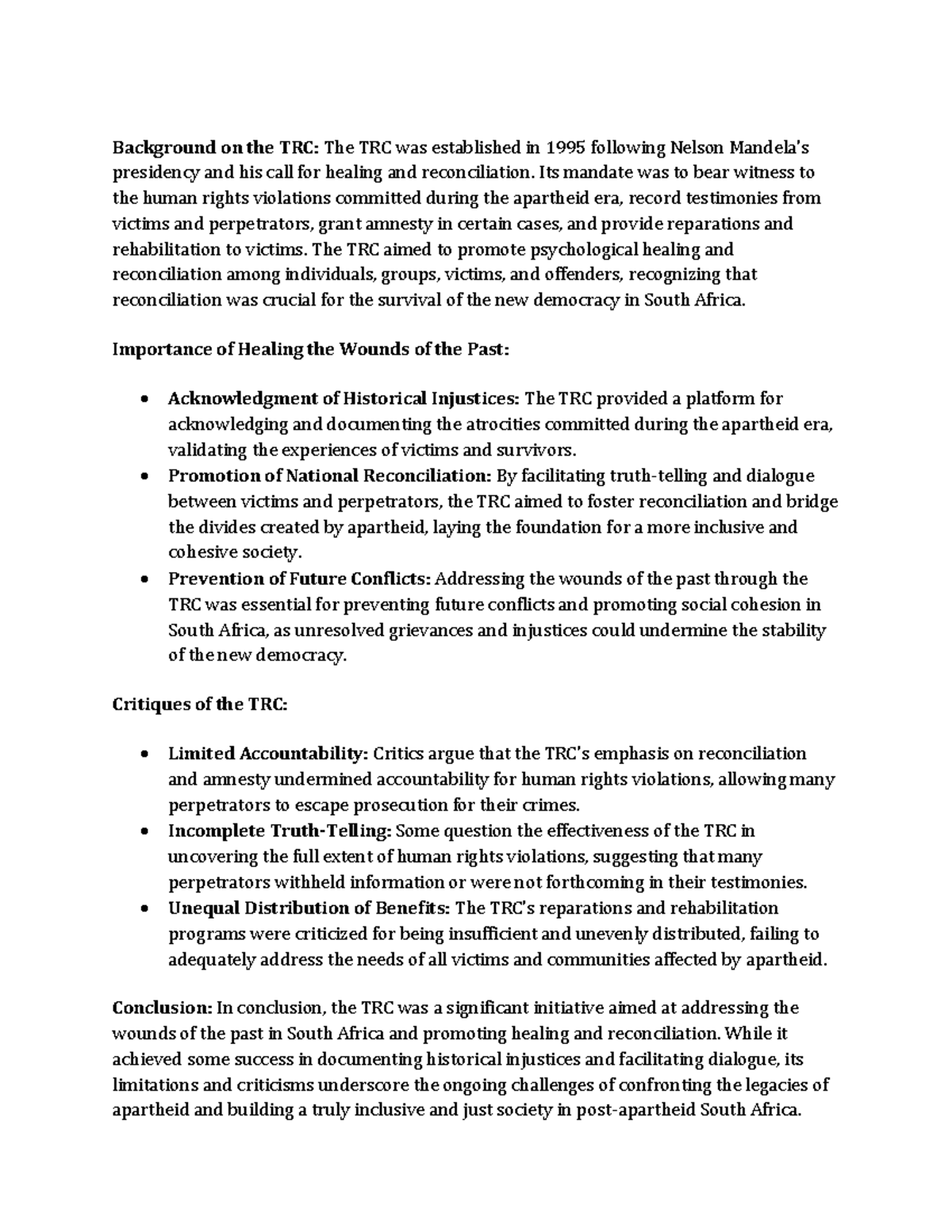 Truth AND Reconciliation Commission - Background on the TRC: The TRC ...