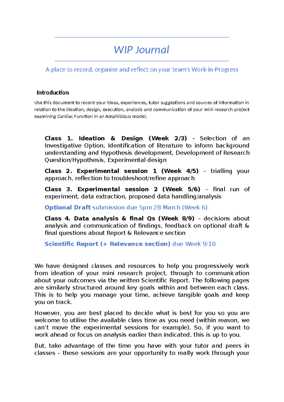 WIP Journal BIOM2011 - WIP Journal A place to record, organise and ...