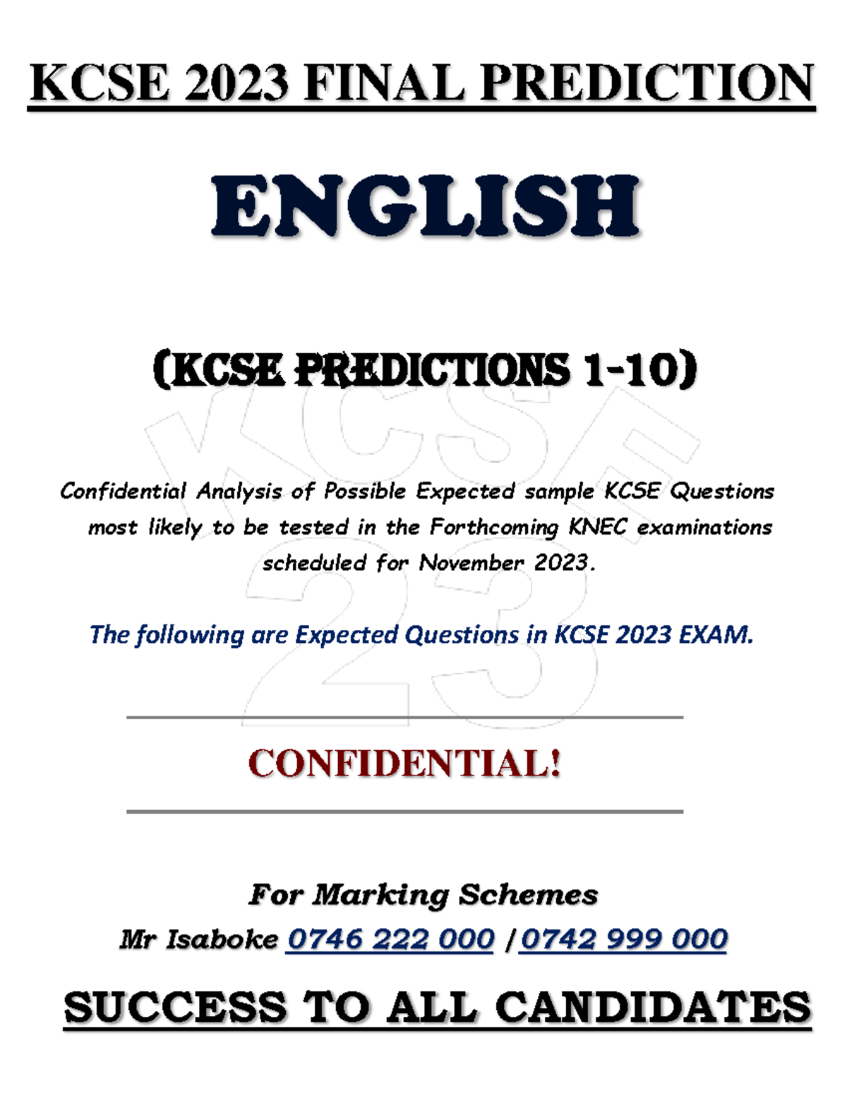 KCSE English Final Prediction 2023 - KCSE 2023 FINAL PREDICTION ENGLISH (KCSE PREDICTIONS 1-10 ...