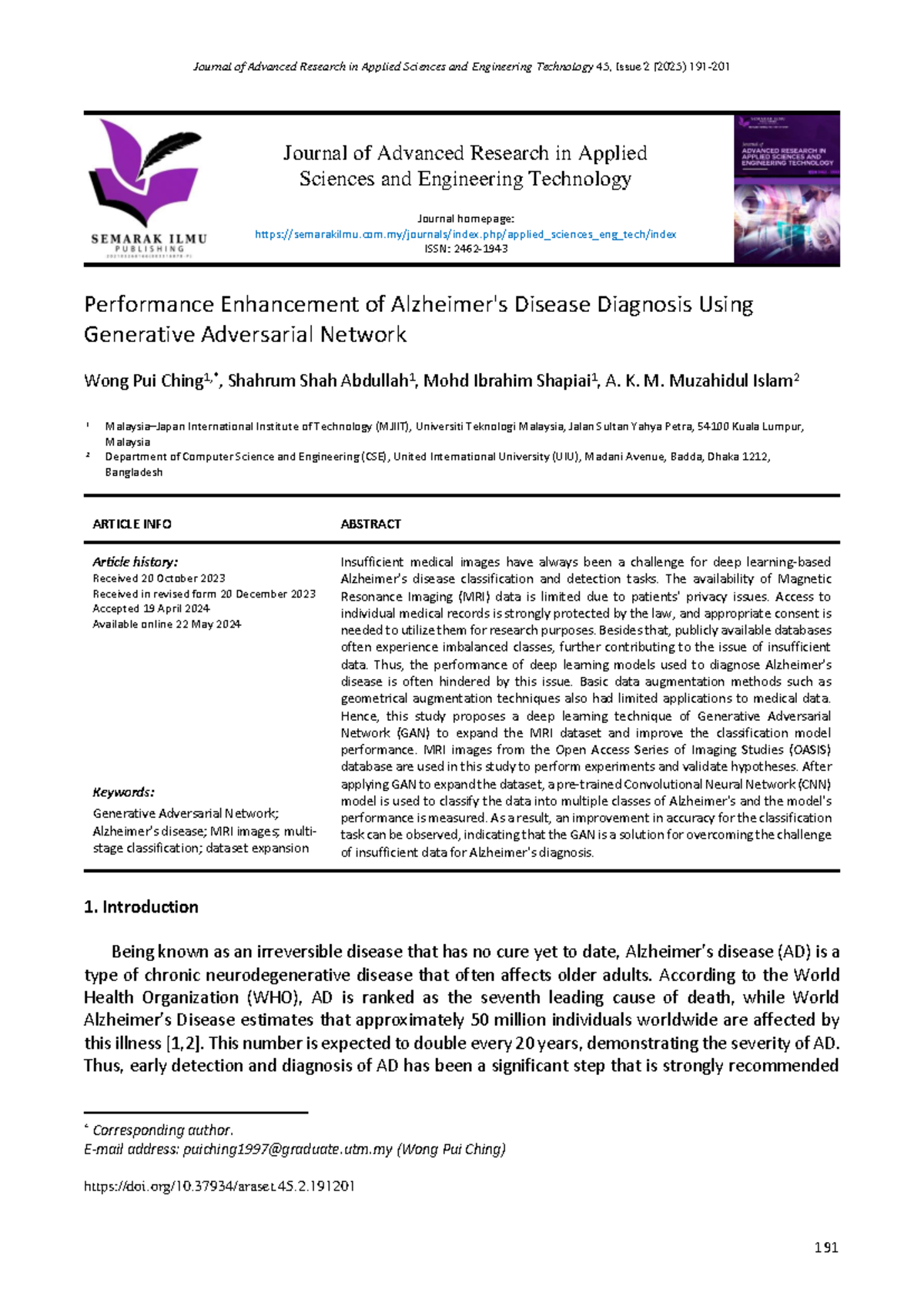 Arasetv 45 N1 PP191 201 - importante - Journal of Advanced Research in ...