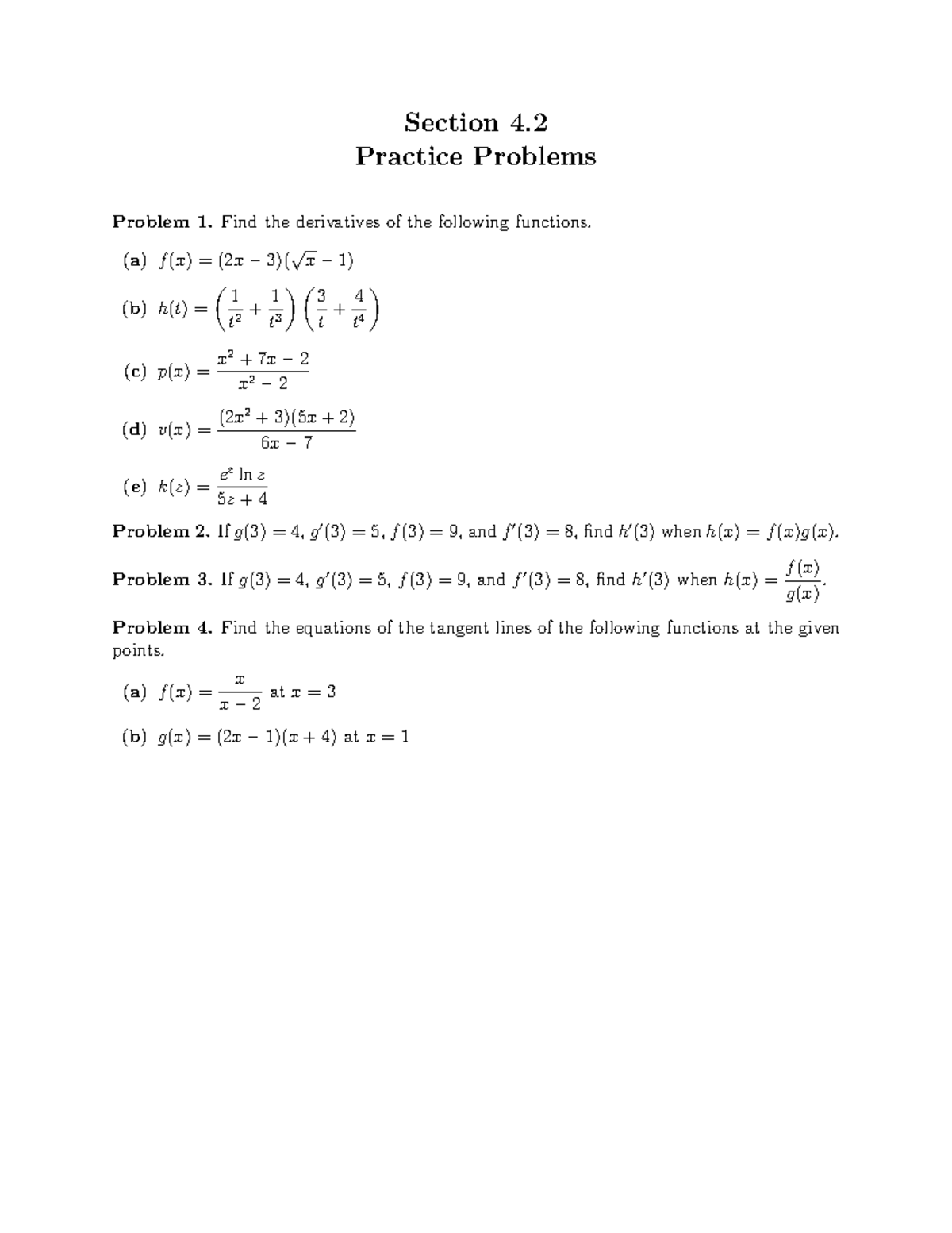 Section 4.2 Practice Problems - Section 4. Practice Problems Problem 1 ...