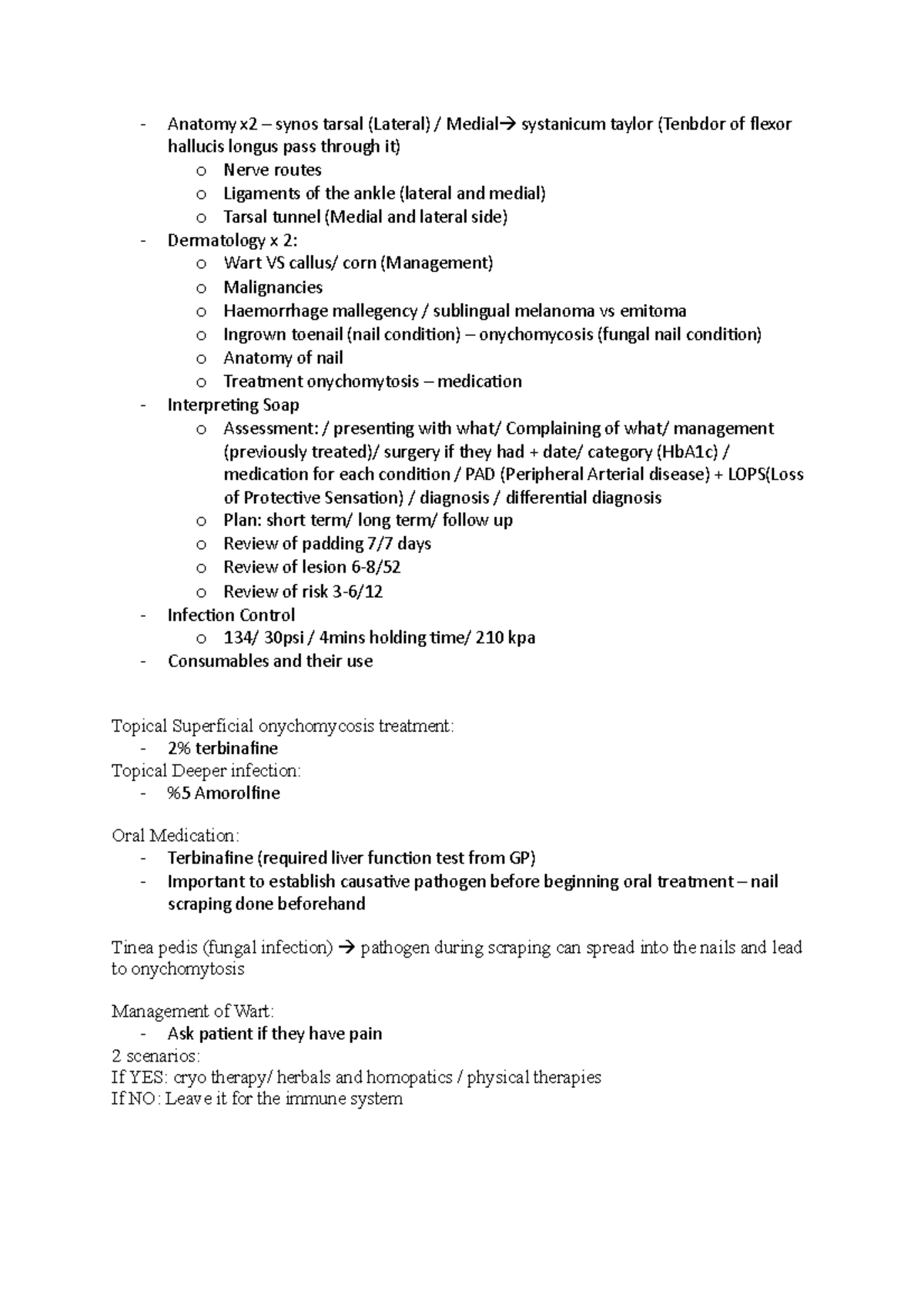 OSCE - osce notes - Anatomy x2 – synos tarsal (Lateral) / Medial ...