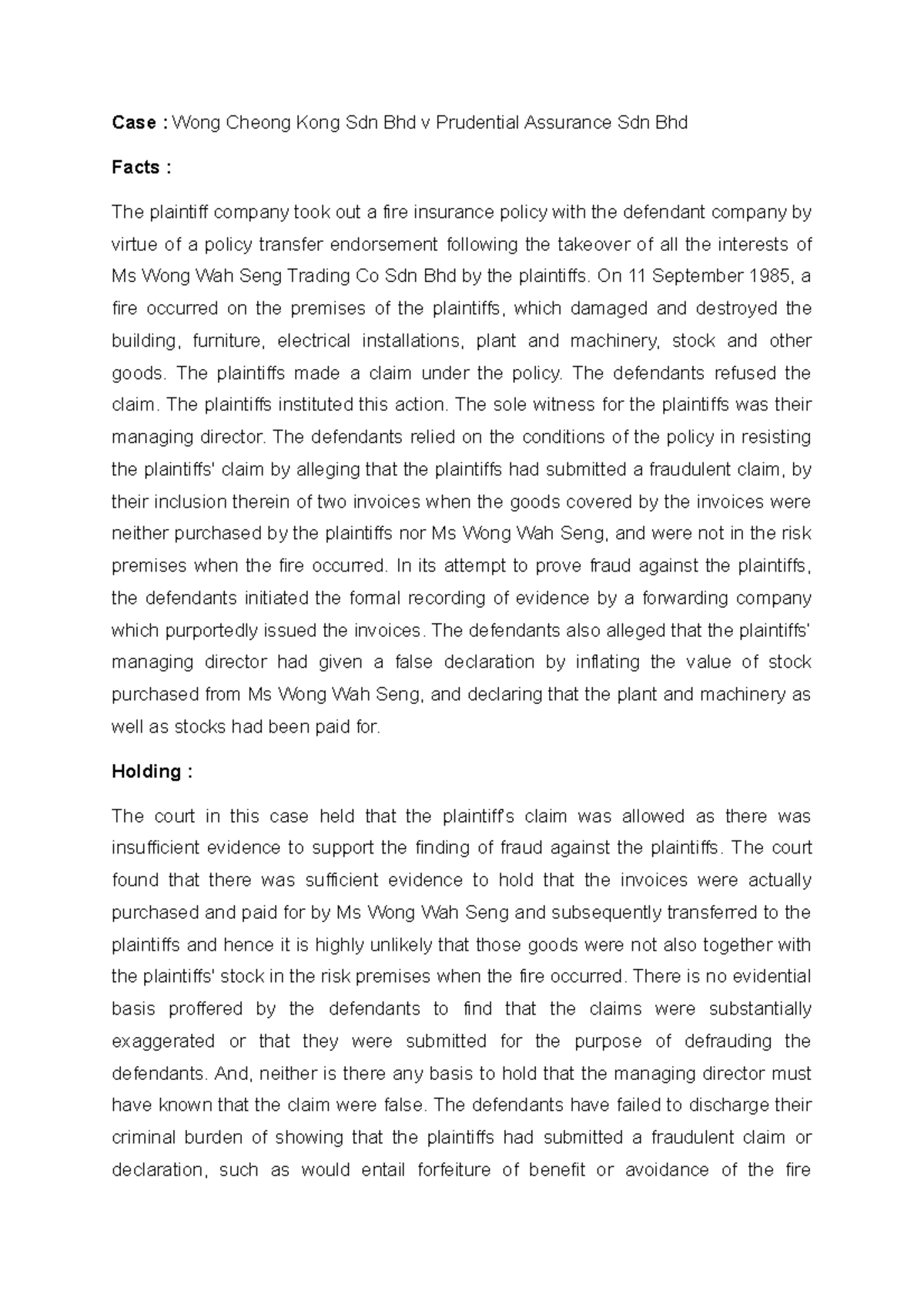 Case review wong cheong kong - Case : Wong Cheong Kong Sdn Bhd v ...