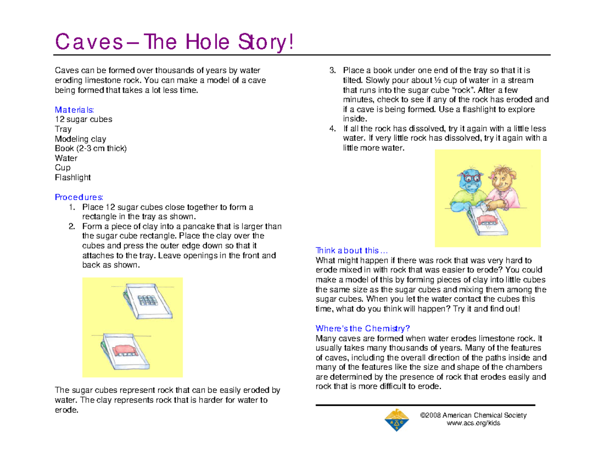 Caves - You can make a model of a cavebeing formed that takes a lot ...