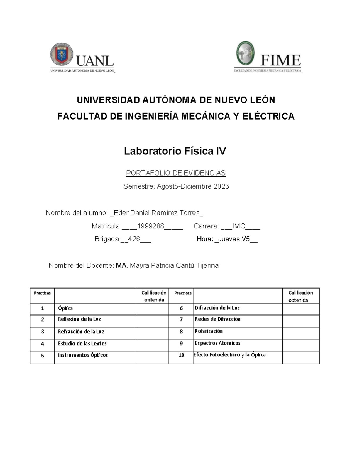 EDRT Lab Fis 4 426 - Prácticas de Lab de Física 4 - UNIVERSIDAD ...