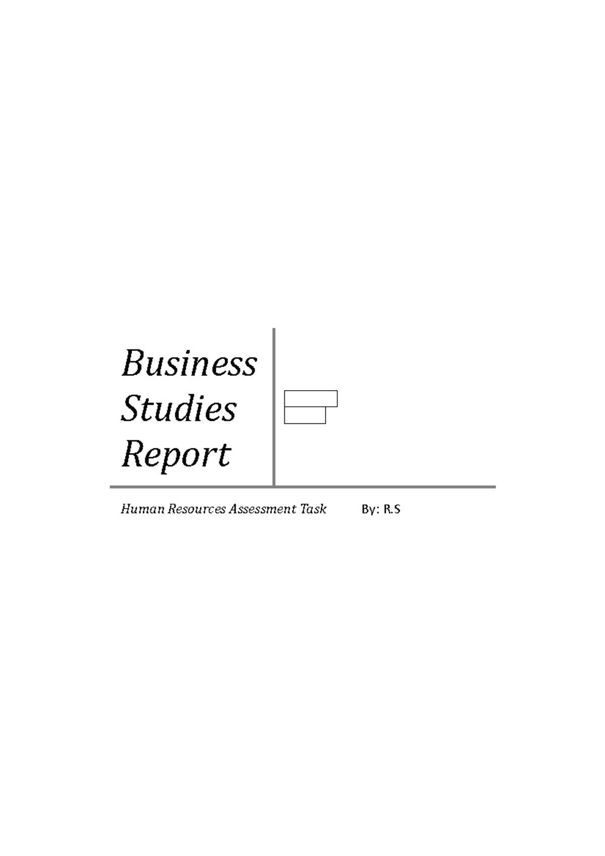 Business Studies Assessment Task - Business Studies Report Human ...