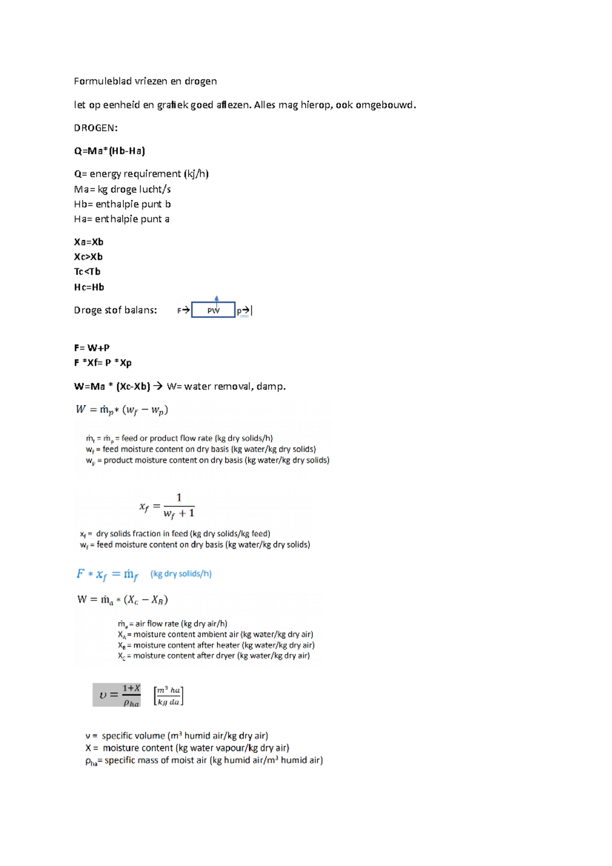 Formulebladen Vriezen, Drogen, Warmte-overdracht en Hitteconservering ...
