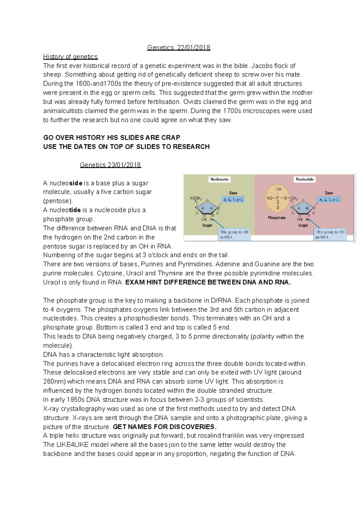 Genetics notes general - Genetics: 22/01/ History of genetics The first ...