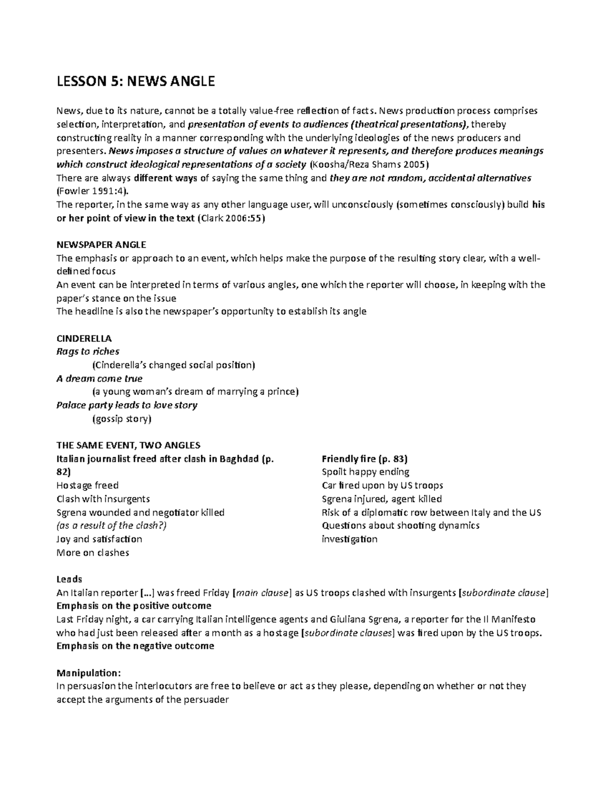Lesson 5 - News Angle - 2 modulo EFIR - LESSON 5: NEWS ANGLE News, due ...