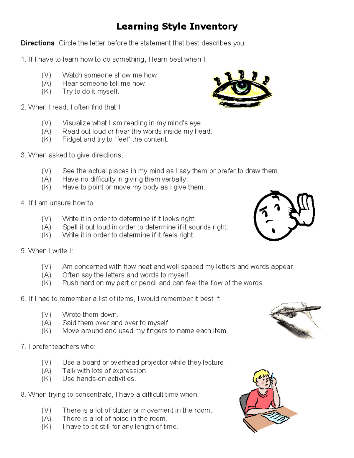 Learning Style Inventory - Learning Style Inventory Directions - Studocu