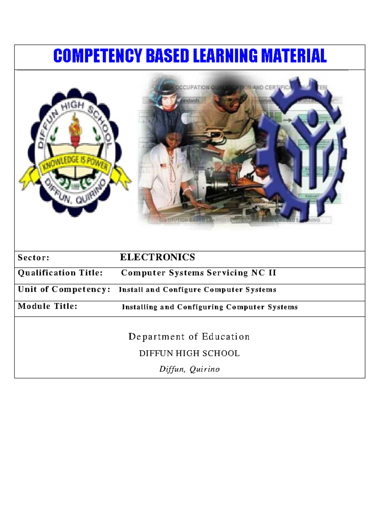 Pdfcoffee - Computer notes - COMPETENCY BASED LEARNING MATERIAL Sector ...