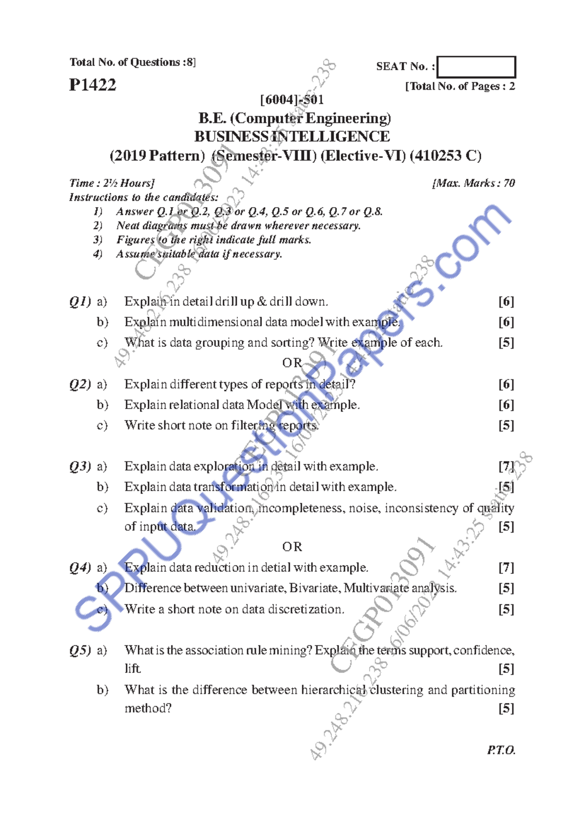 Be computer-engineering semester-8 2023 may business-intelligence-bi-2019-pattern - [6004]-501 1 ...