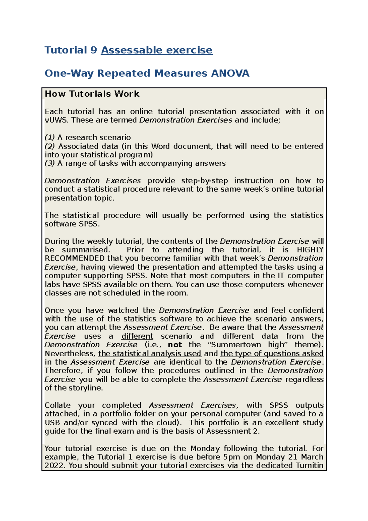 2022 Tutorial 9 Assessment Exercise - Tutorial 9 Assessable exercise ...