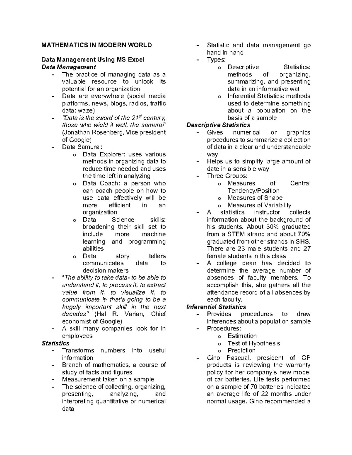 MMW- Notes-2 - MMW Notes for Final Period - MATHEMATICS IN MODERN WORLD ...