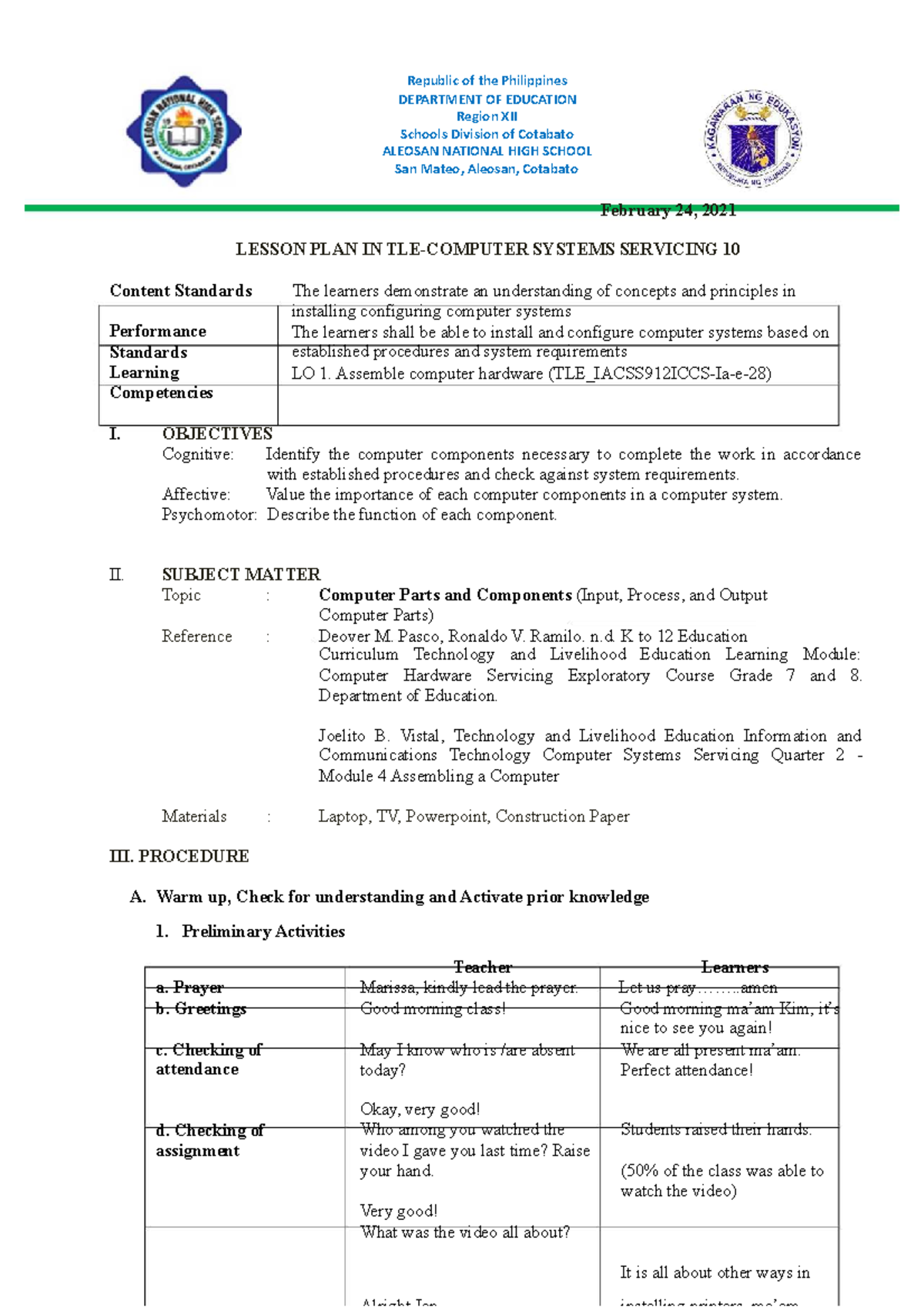 Lesson-plan-4as-ict-10 compress - Republic of the Philippines ...