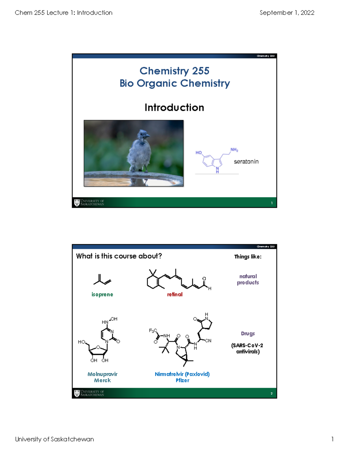 255 2022 Fall Lecture 1 - C hem istry 255 Chemistry 255 Bio Organic ...