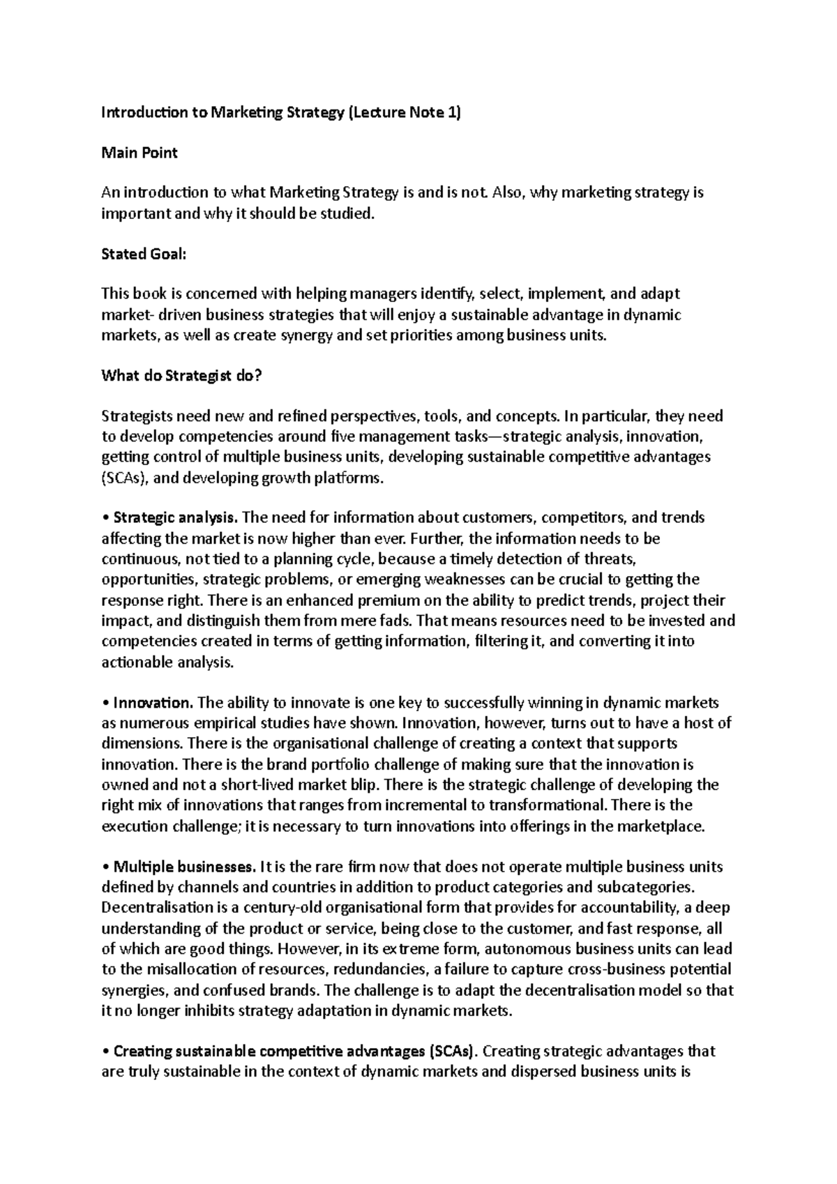 Introduction to Marketing Strategy L1 - Introduction to Marketing ...