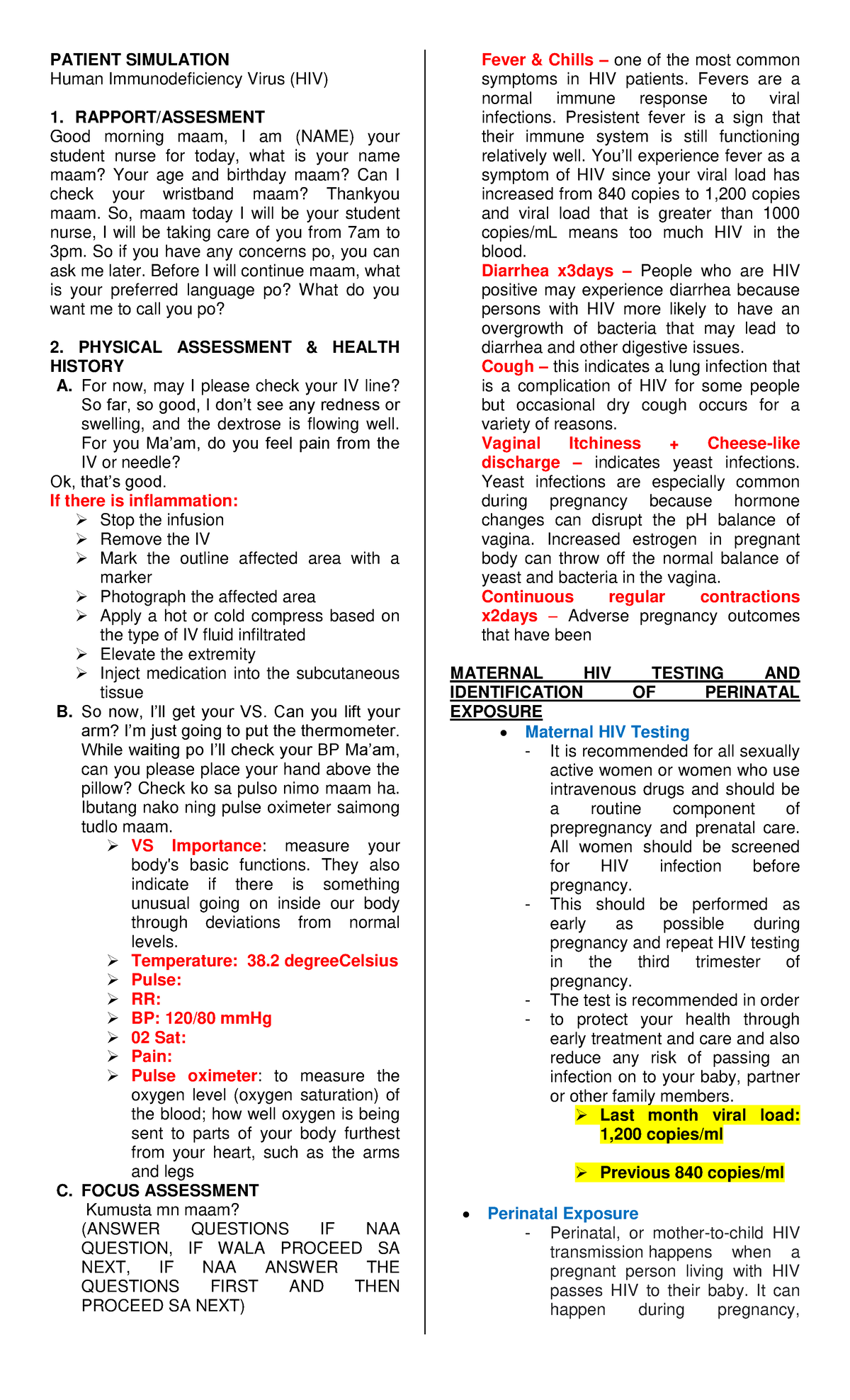 HIV Patient Simulation Study Guide - PATIENT SIMULATION Human ...