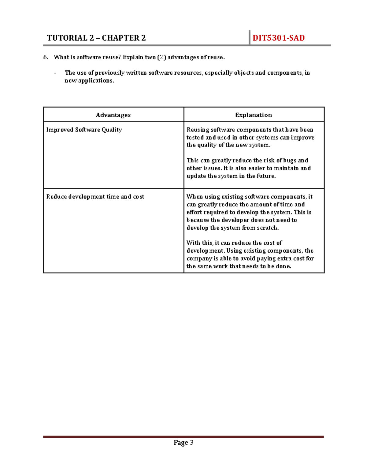 SAD tutorial 2 Q6 - TUTORIAL 2 – CHAPTER 2 DIT5301-SAD What is software ...