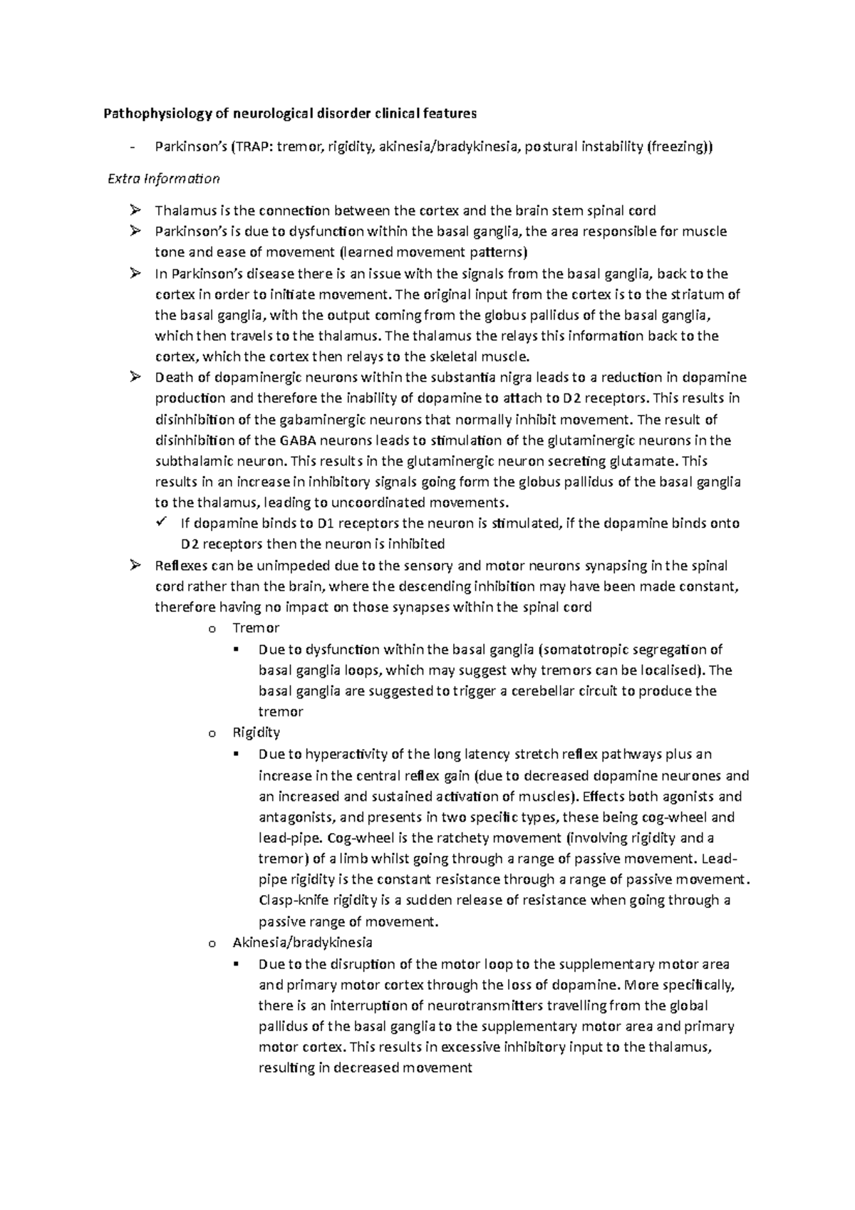 Pathophysiology of neurological disorder clinical features ...