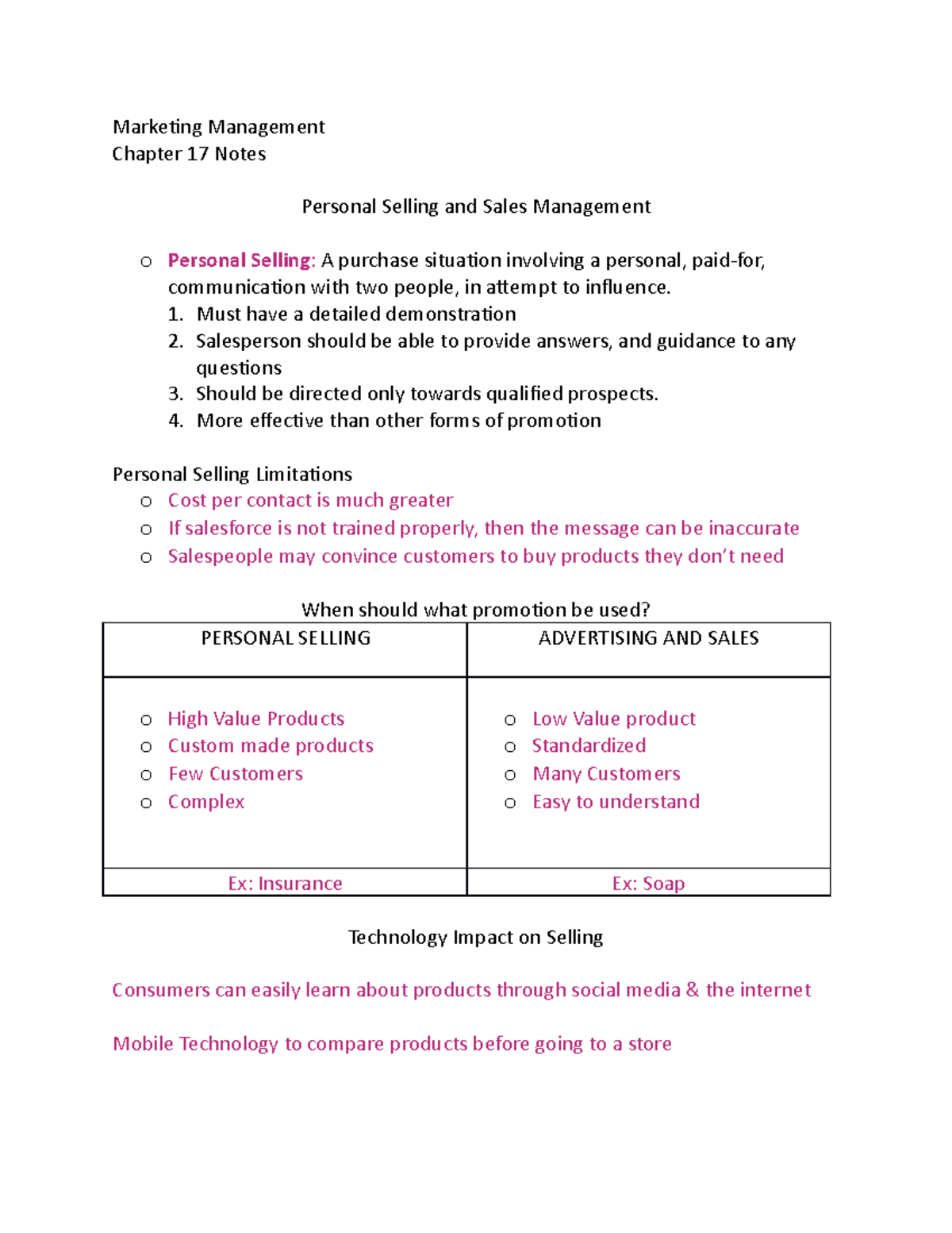 Marketing Management Ch 17 Notes - Marketing Management Chapter 17 ...