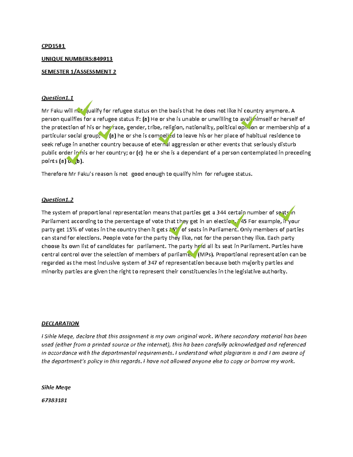 Sihle MEQE 1919639 0 - Cpd1501 assignment - CPD UNIQUE NUMBERS ...