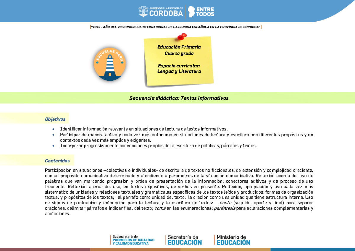 1. Textos informativos - Educación Primaria Cuarto grado Espacio ...