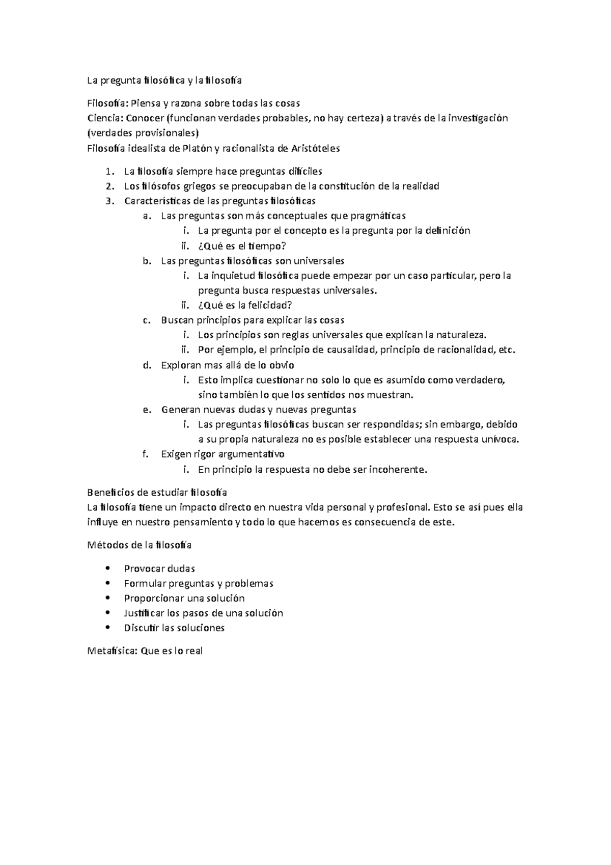 Resumen filosofía - Apuntes 1-2 - La pregunta filosófica y la filosofía ...