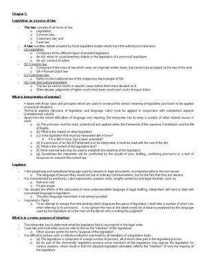 Legal Interpretation Chapter 5 and 6 - LEGAL INTERPRETATION Text-in-context approach Key ...