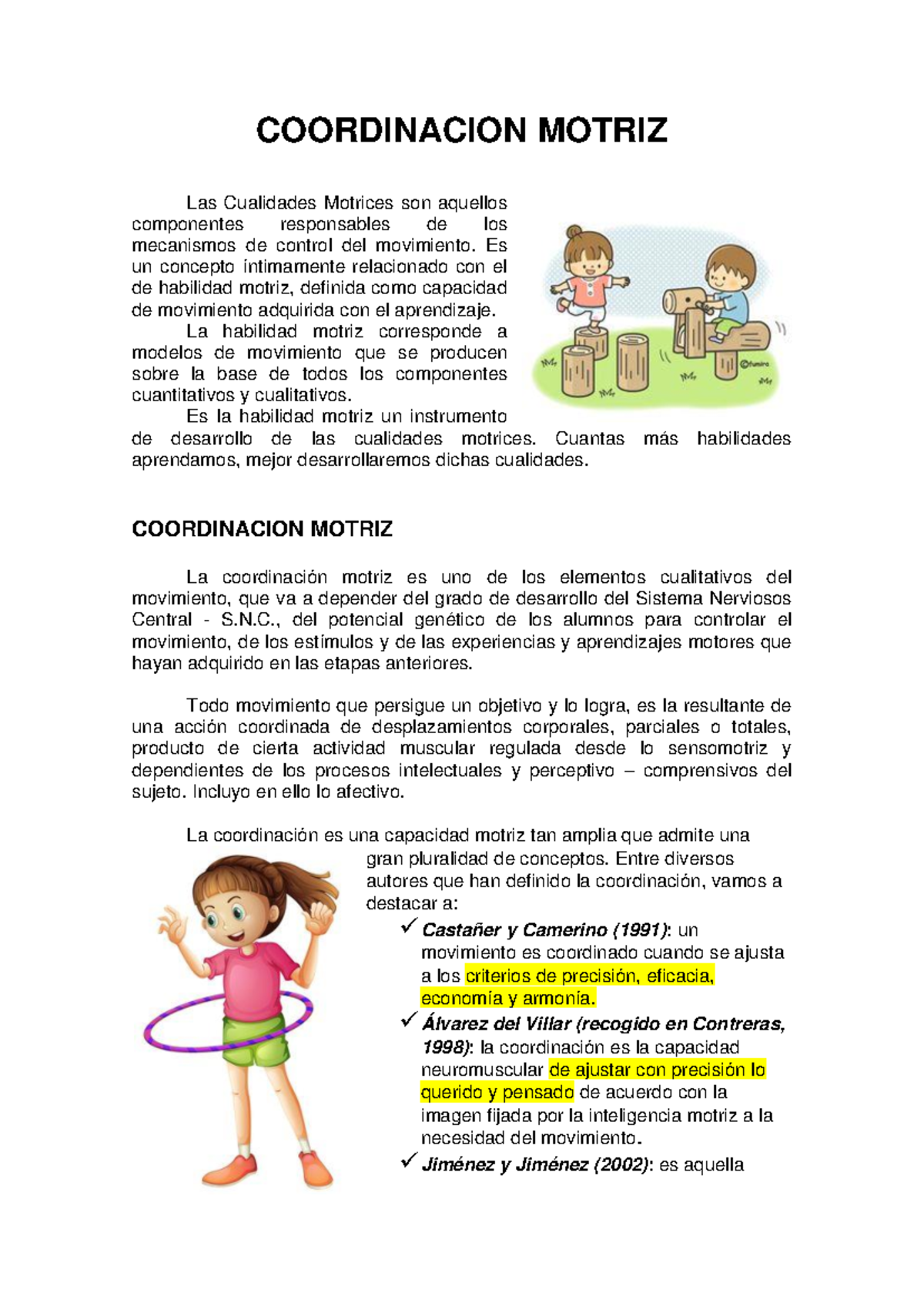 Texto 9.1 Coordinacion Motriz - COORDINACION MOTRIZ Las Cualidades ...