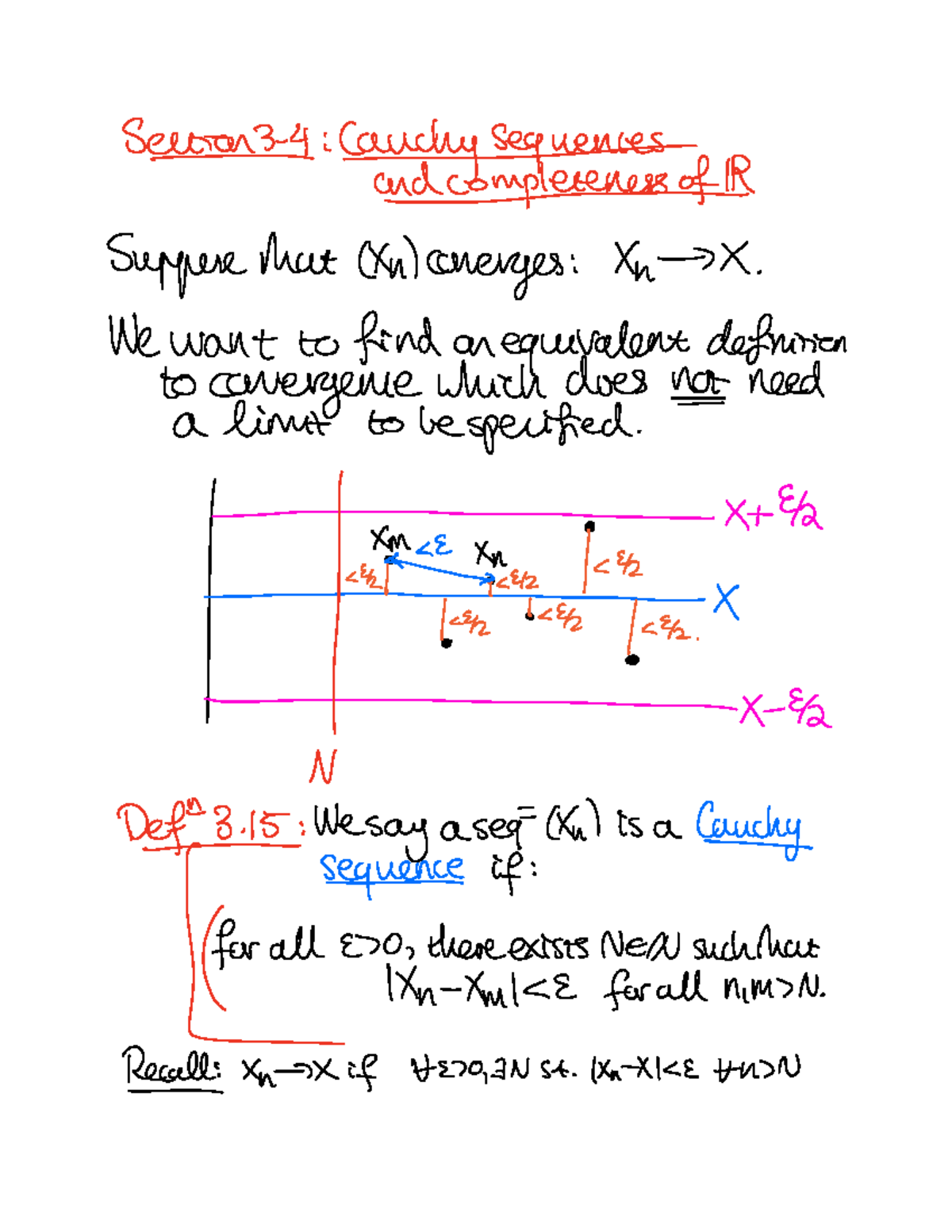 Math 131A Lecture 13 Notes - Sectary Cauchysequences _pl fR Supperthat ...