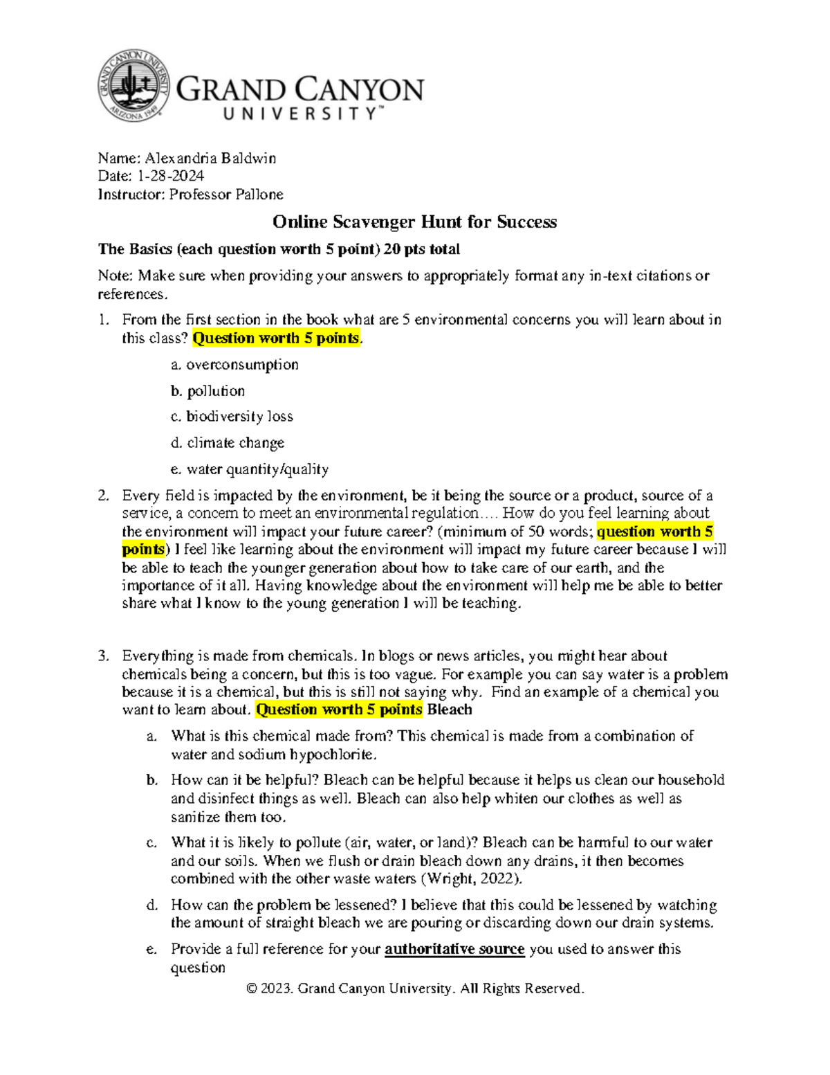 BIO 220- Online Scavenger Hunt - Name: Alexandria Baldwin Date: 1 - 28 ...