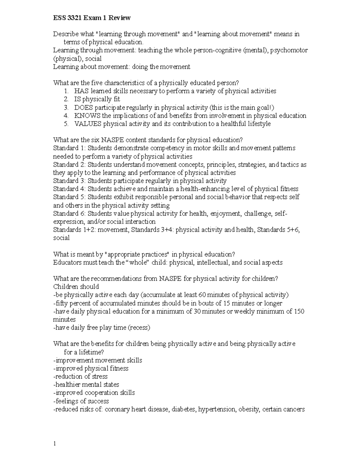 Examonestudyguide - ESS 3321 Exam 1 Review Describe what through and ...