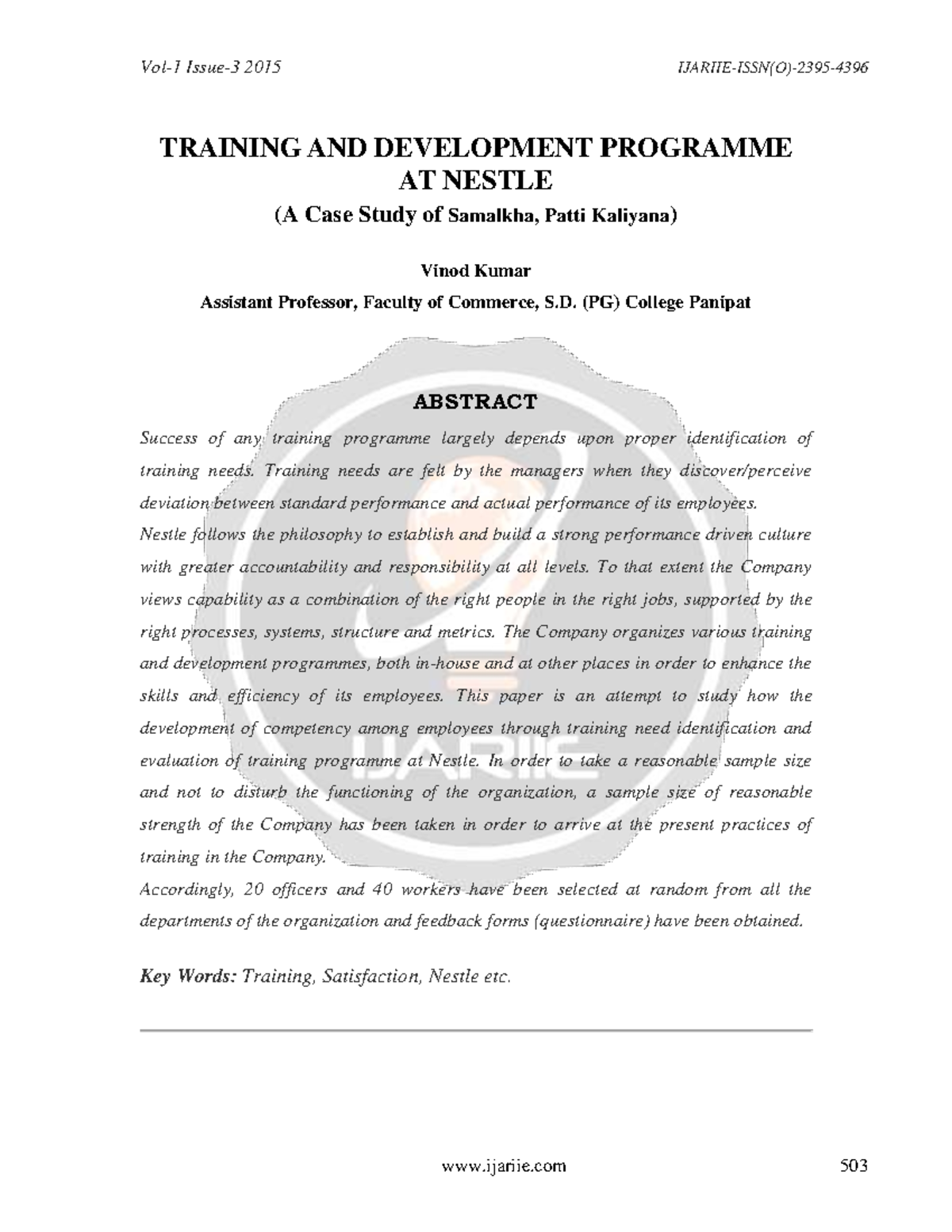 Training AND Development Programme - TRAINING AND DEVELOPMENT PROGRAMME ...
