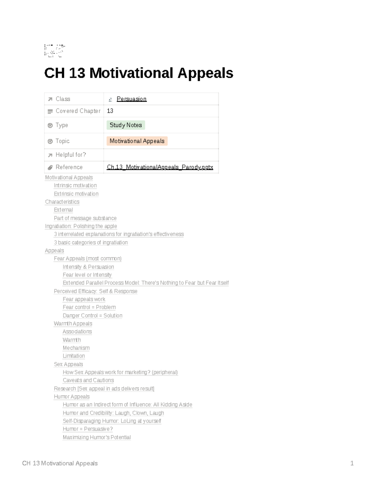 CH 13 Motivational Appeals - CH 13 Motivational Appeals Class ...