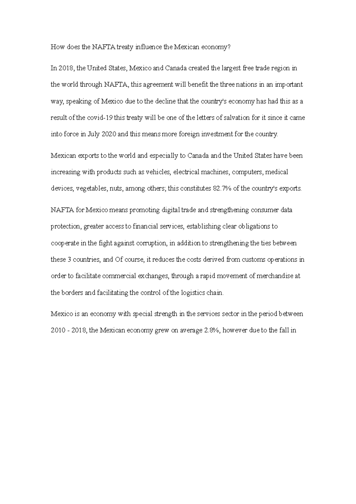 Entrega Final Cultura English Version - How does the NAFTA treaty ...