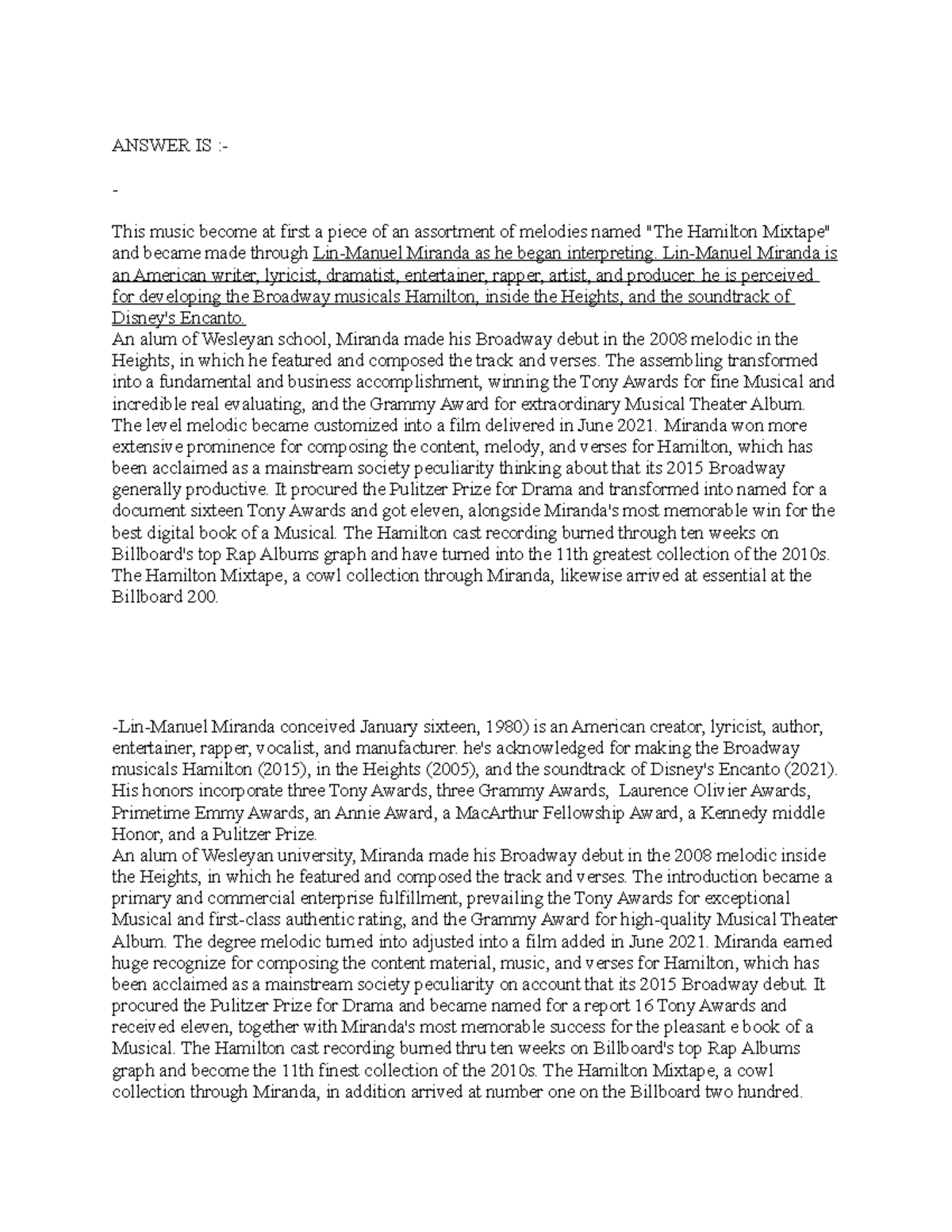 89P - Appreciation About the music named ‘The Hamilton Mixtape ‘by Lin ...