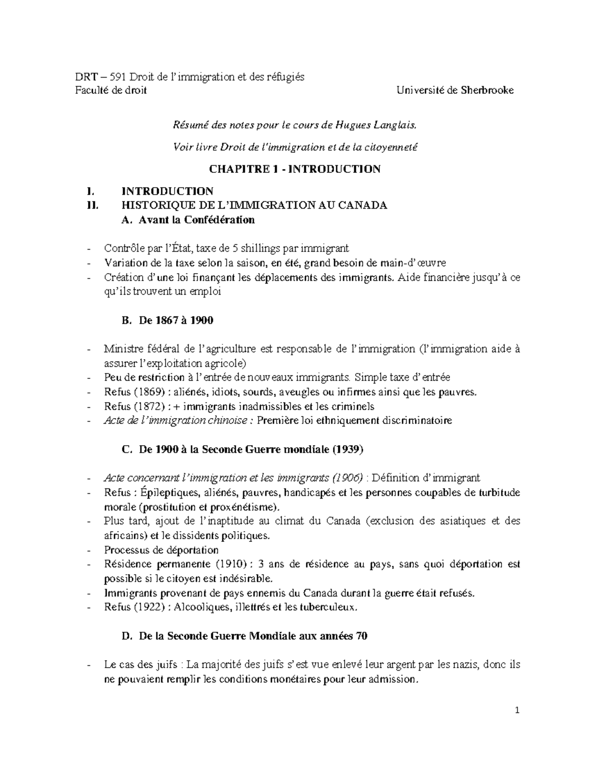 Droit-de-limmigration -Résumé-des-notes-BV - DRT – 591 Droit de l ...