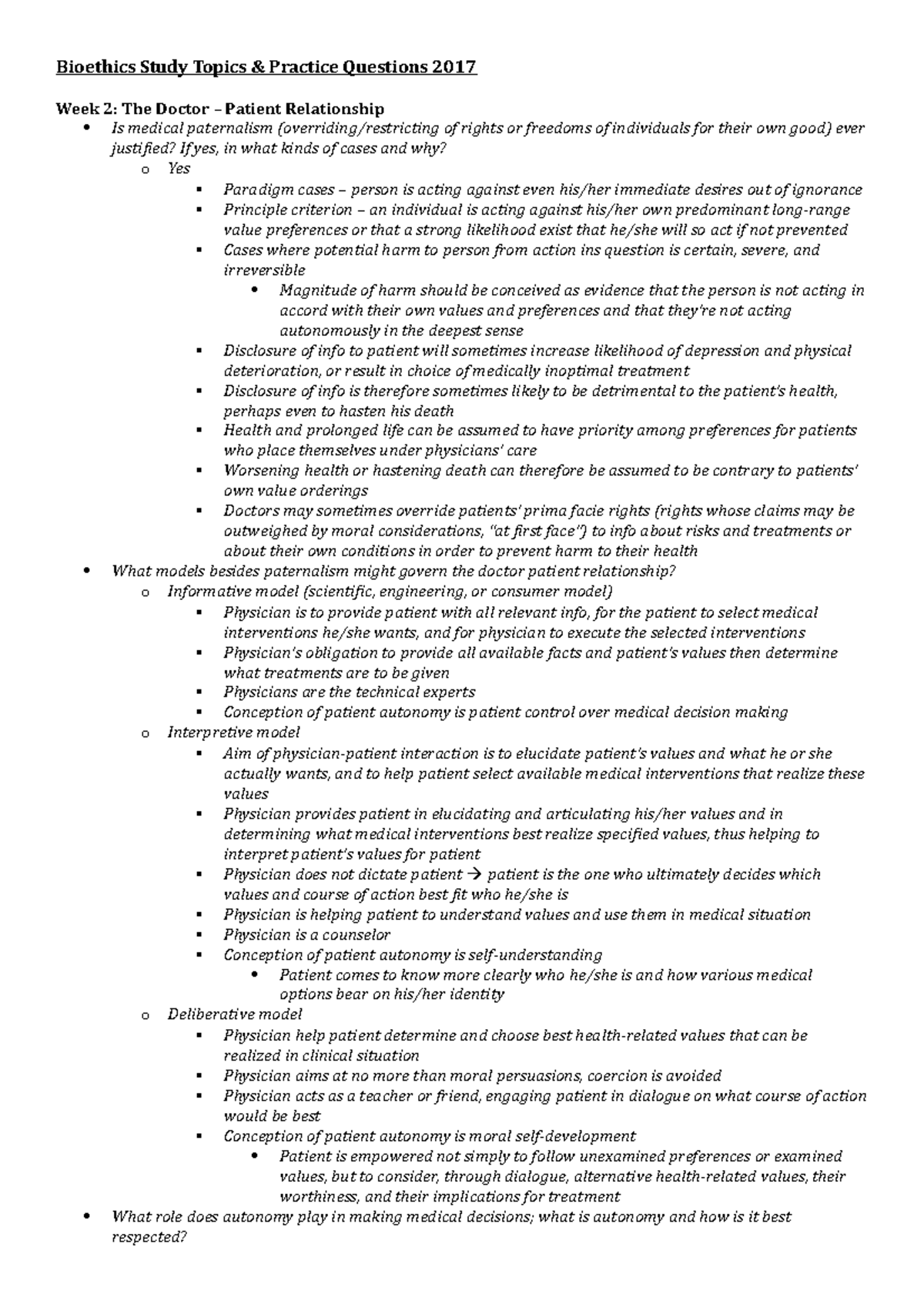 Bioethics Study Guide 2017 - Bioethics Study Topics & Practice ...