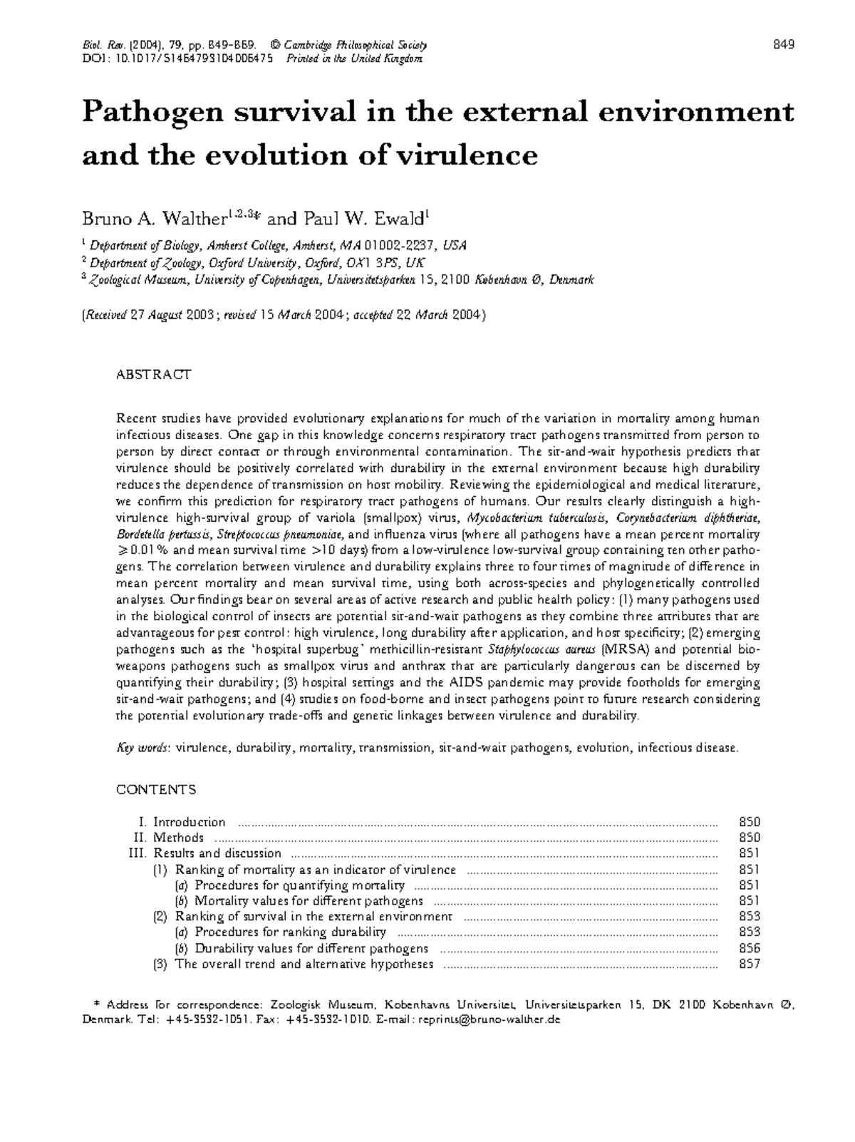Walther et al-2004-Biological Reviews - Pathogen survival in the ...