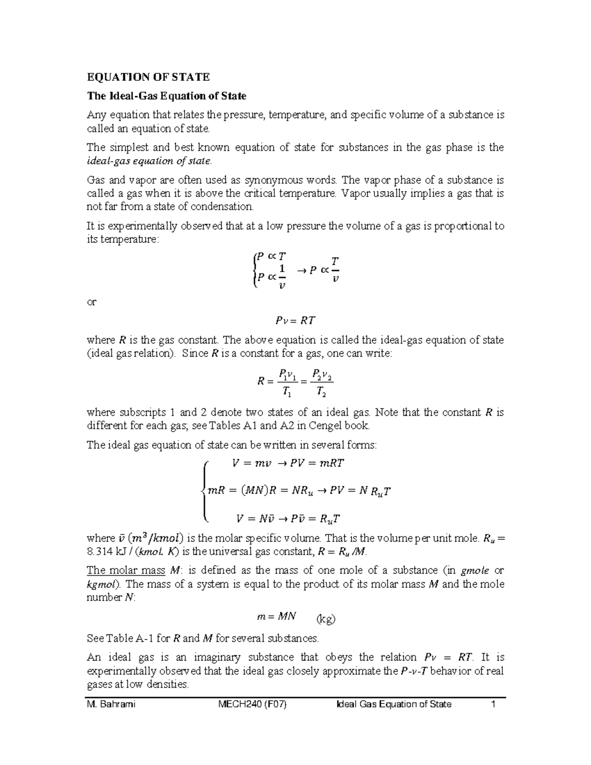 Ideal Gas Equation of State - EQUATION OF STATE The Ideal-Gas Equation ...