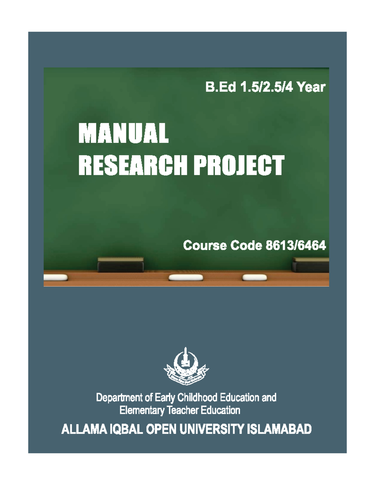 6464 - MANUAL RESEARCH PROJECT B (1 Year/2/4 Year) Course Code: 8613/ Name: - Studocu