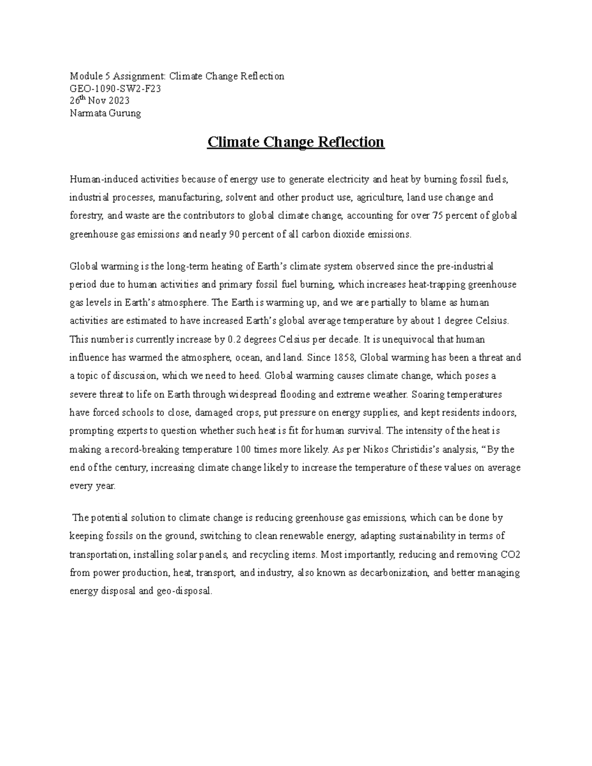 Module 5 Assignment - Climate Change - Global warming is the long-term ...
