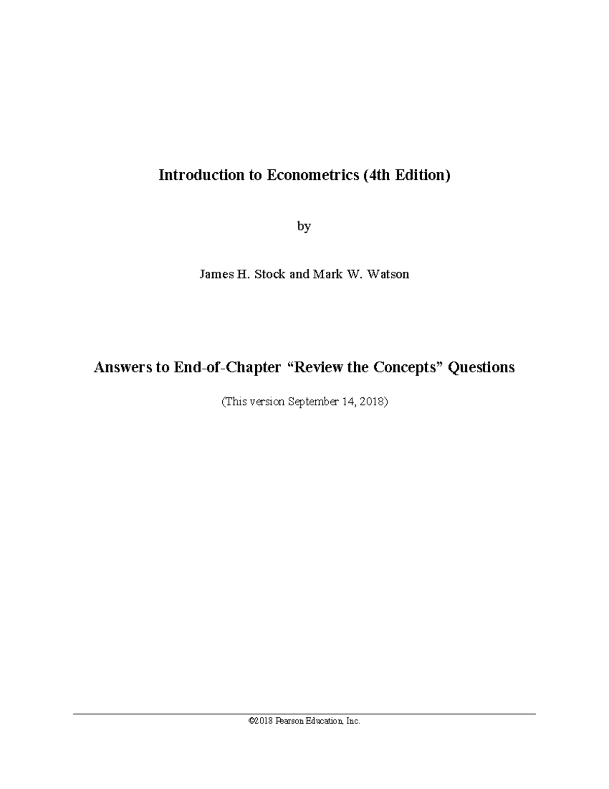 Stock Watson 4E Answers To Review The Concepts - Introduction to Econometrics (4th Edition) by ...